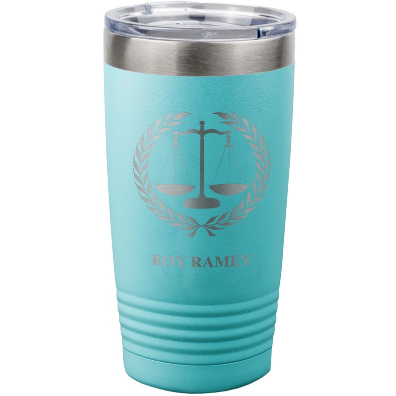 Personalized Coffee Tumbler With Scales of Justice - Great for Lawyers ...