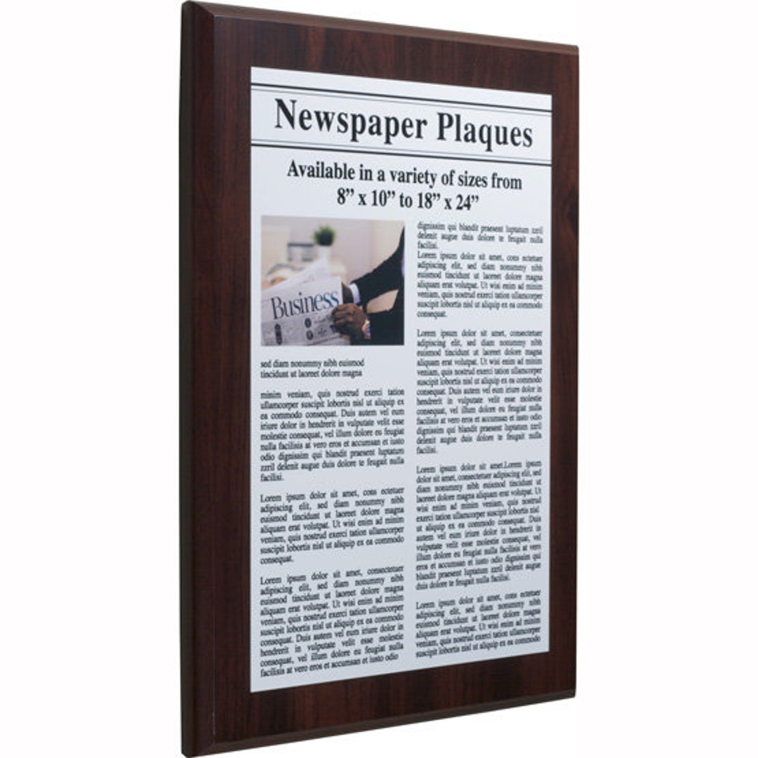Personalized Newspaper Plaque - Simply Provide the Article and Optional ...