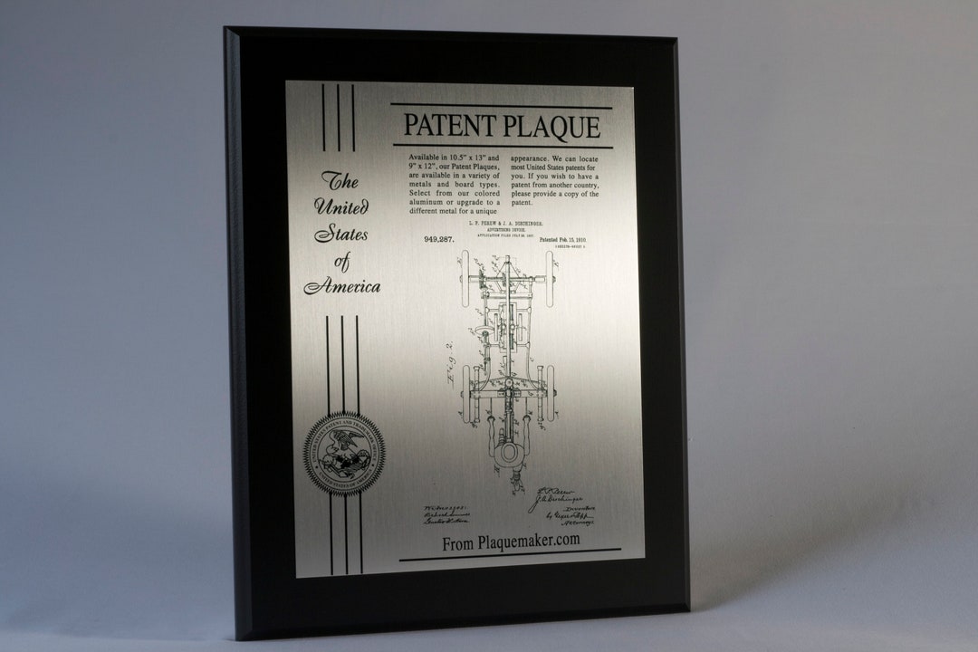Personalized Patent Plaque - Gift for Inventors and Company Awards ...