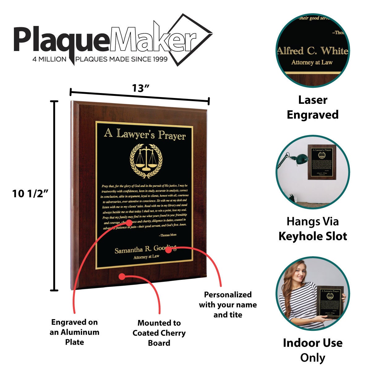 10.5 X 13" Customizable Lawyer's Prayer Plaque - Thank or Congratulate ...