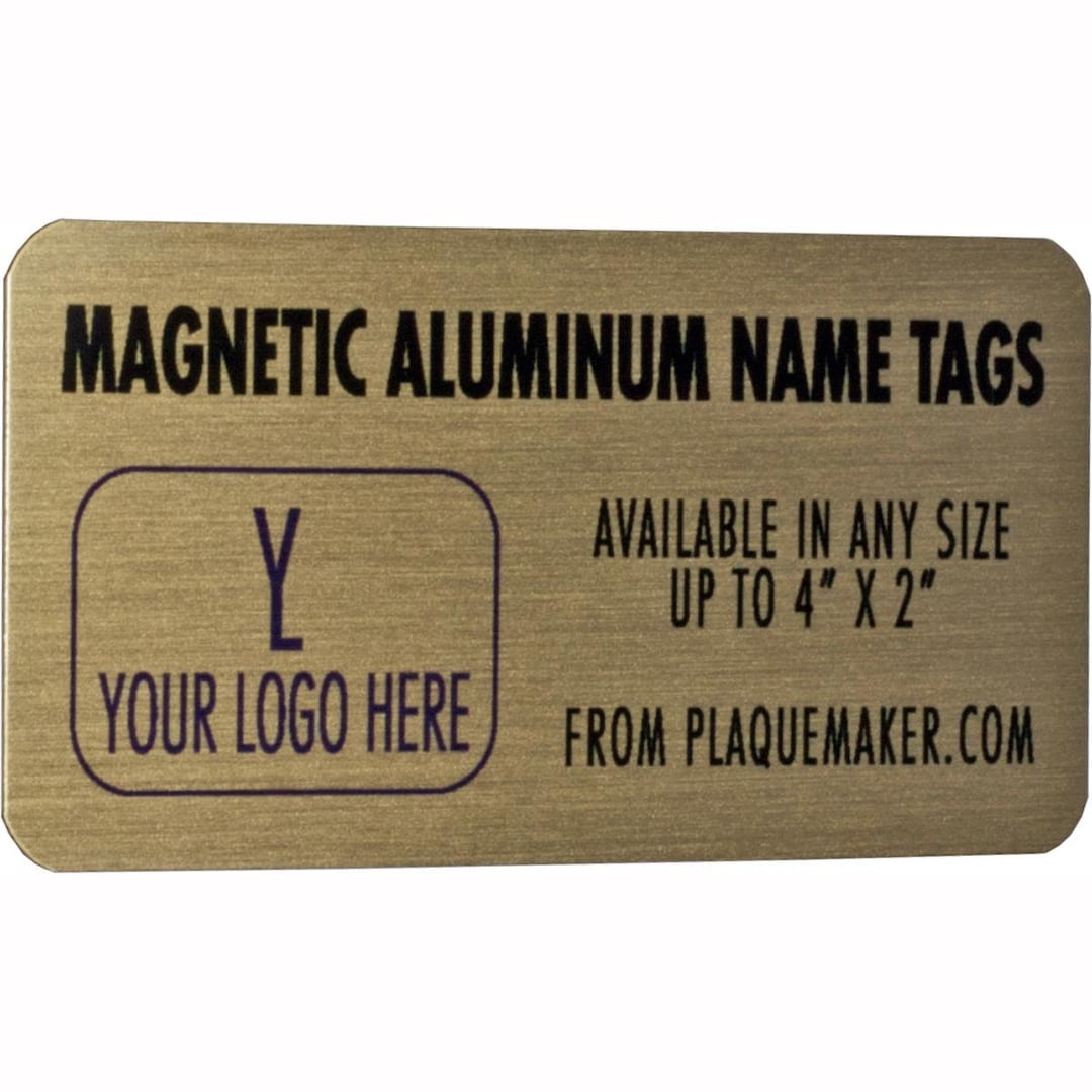 Custom Full Color Aluminum Name Tags - Silver, Gold, or White - Include ...