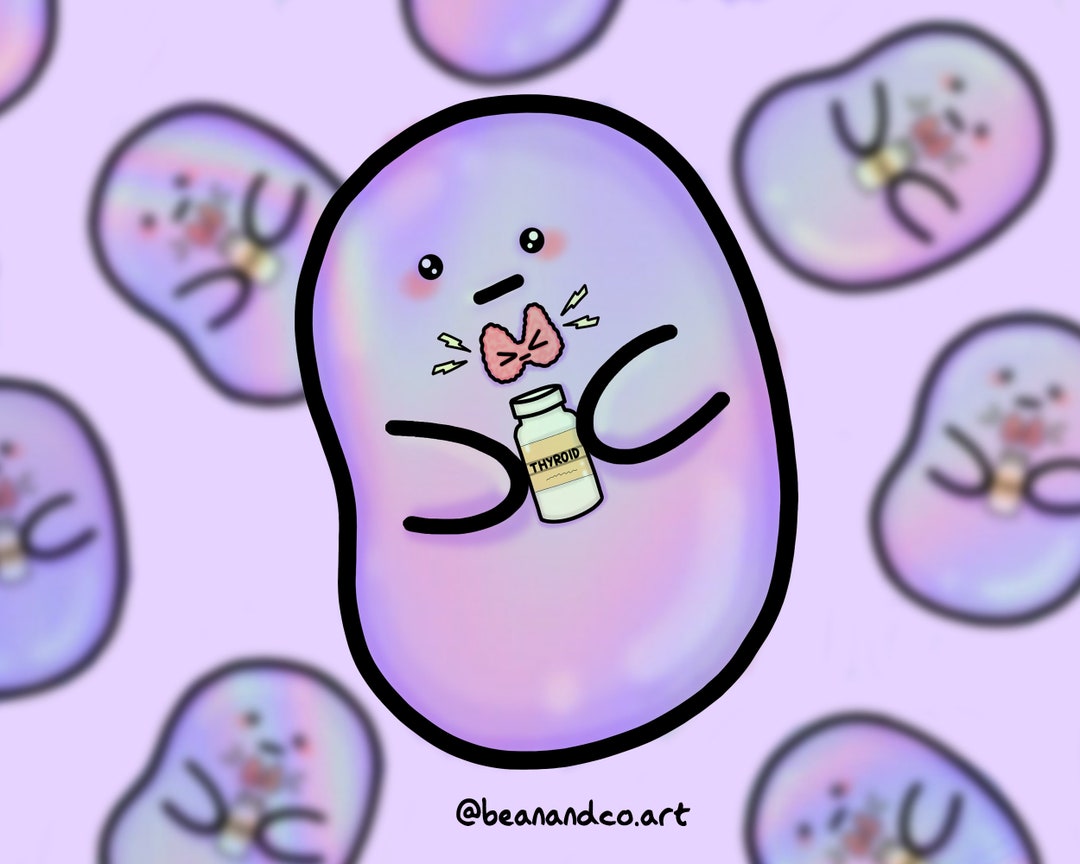 Holographic Thyroid Condition Bean Sticker- 5cm Gloss Sticker- Chronic ...