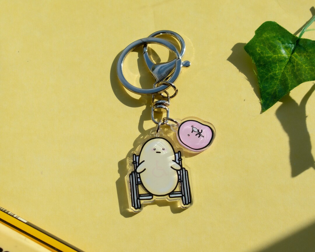 Wheelchair Bean 1.5" Acrylic Charm Keyring/keychain- Lobster Hook Clasp ...