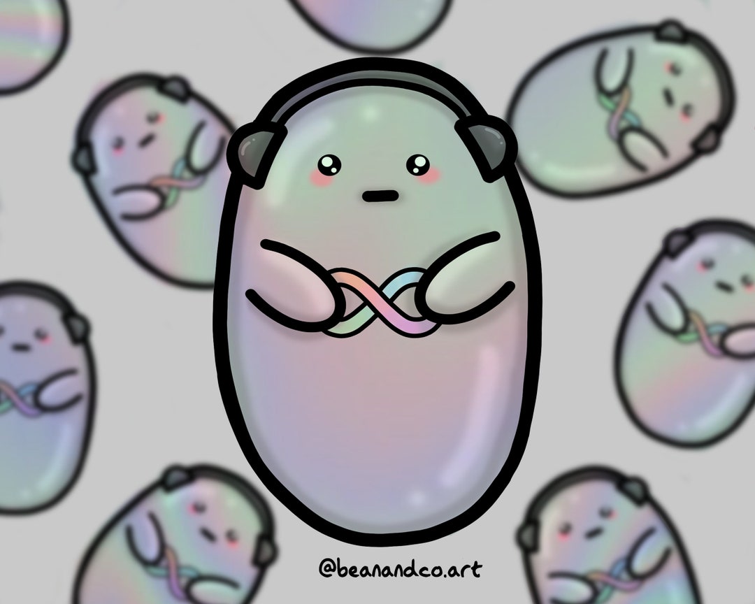 Holographic/rainbow Autism Bean Sticker 5cm Gloss Sticker - Etsy