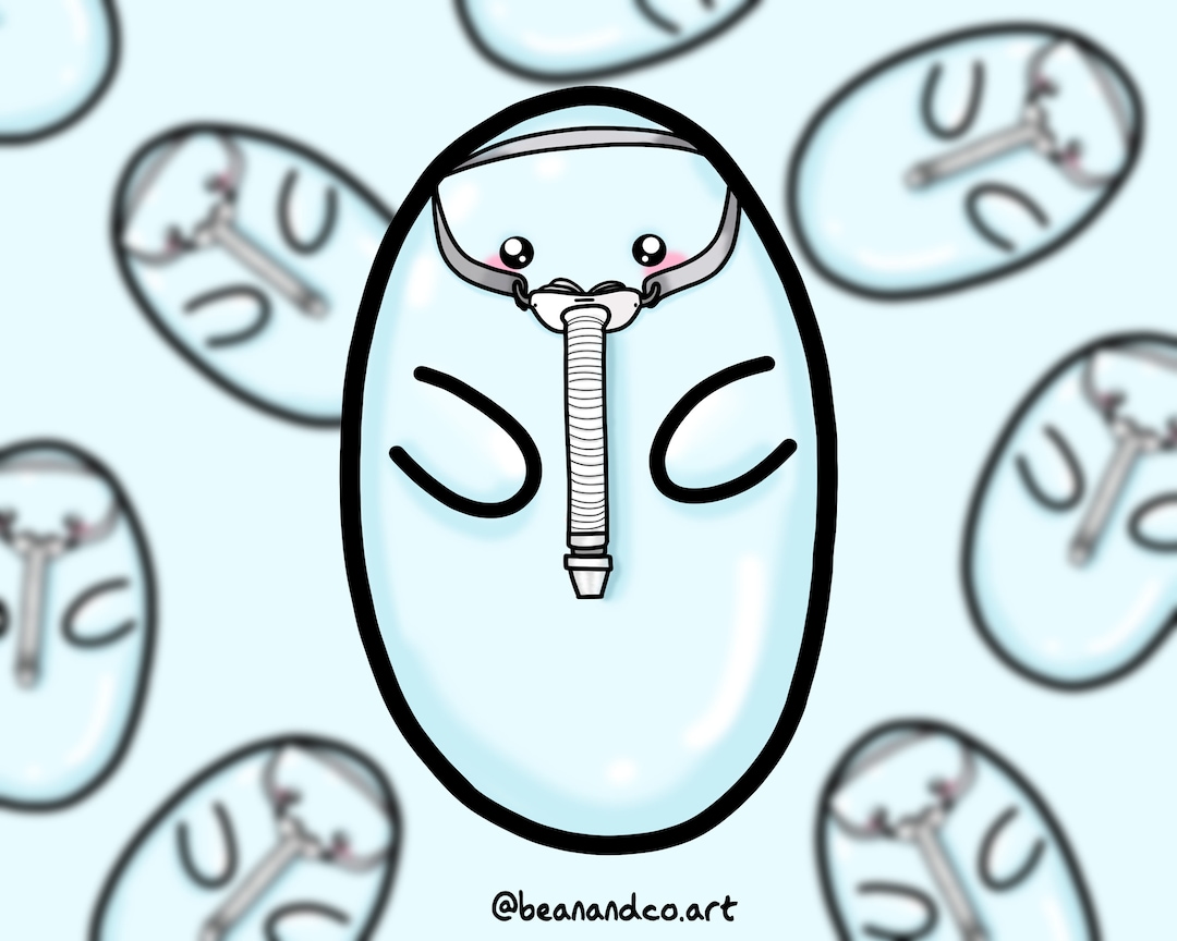 CPAP Mask Bean Sticker- 5cm Gloss Sticker- CPAP Oxygen Mask ...
