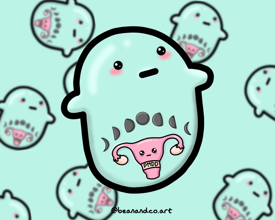 PMDD Awareness Bean Sticker- 5cm Gloss Sticker- Premenstrual Dysphoric ...