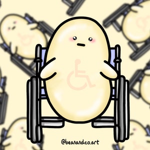 Wheelchair Bean Sticker- 5cm Gloss Sticker- Disabilty, Mobility Aid ...