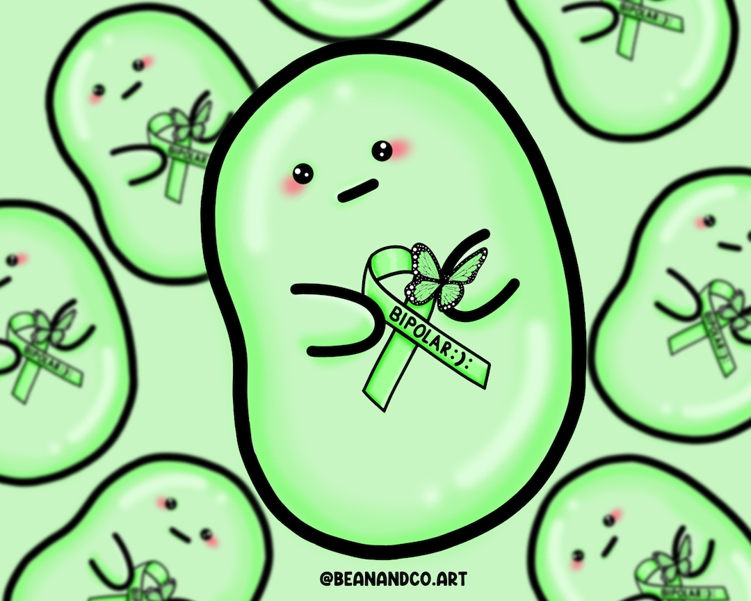 Bipolar Awareness Bean Sticker- 5cm Gloss Sticker- Mental Health ...