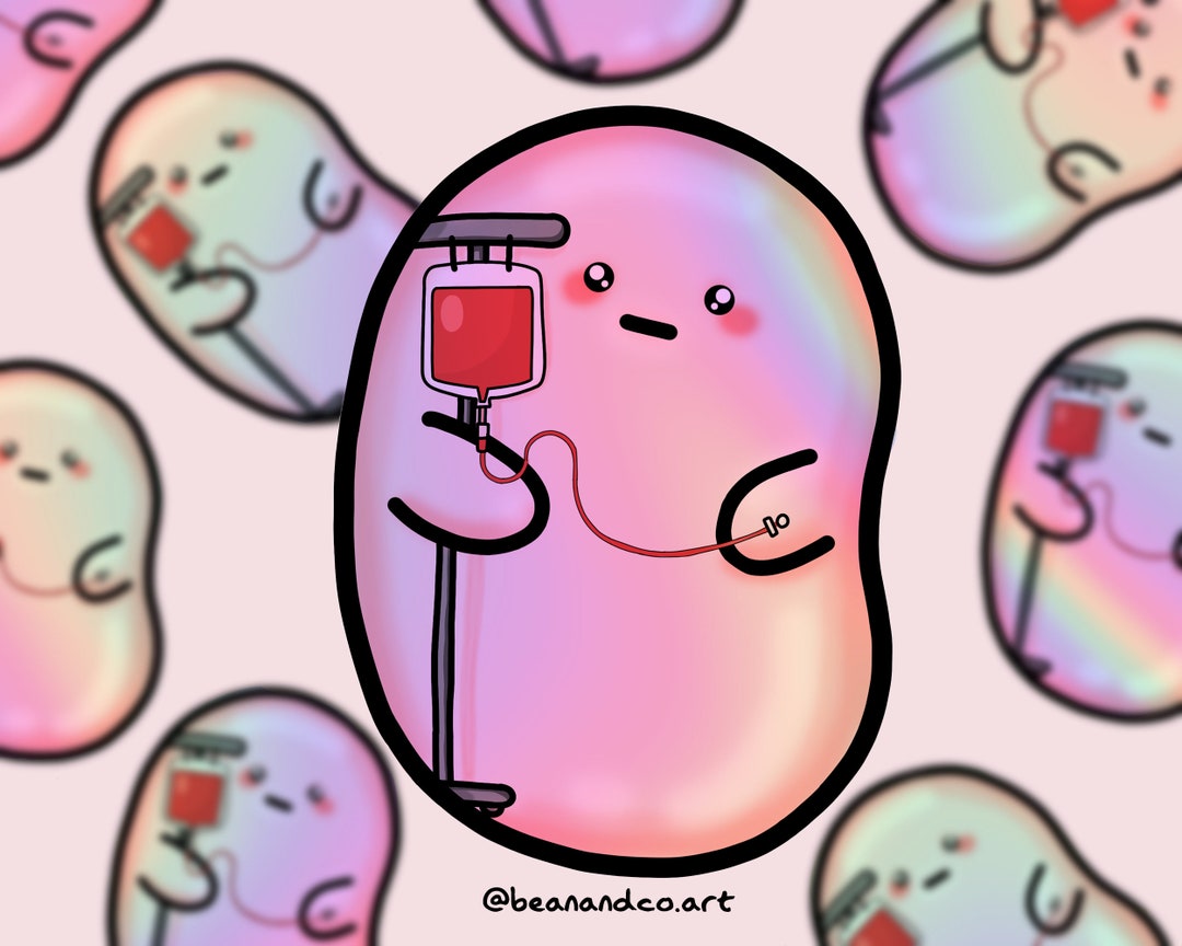 Rainbow Blood Transfusion Bean Sticker- 5cm Holographic Sticker- Anemia ...