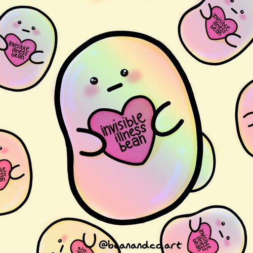 Invisible Illness Bean Sticker 5cm Gloss Sticker Chronic - Etsy