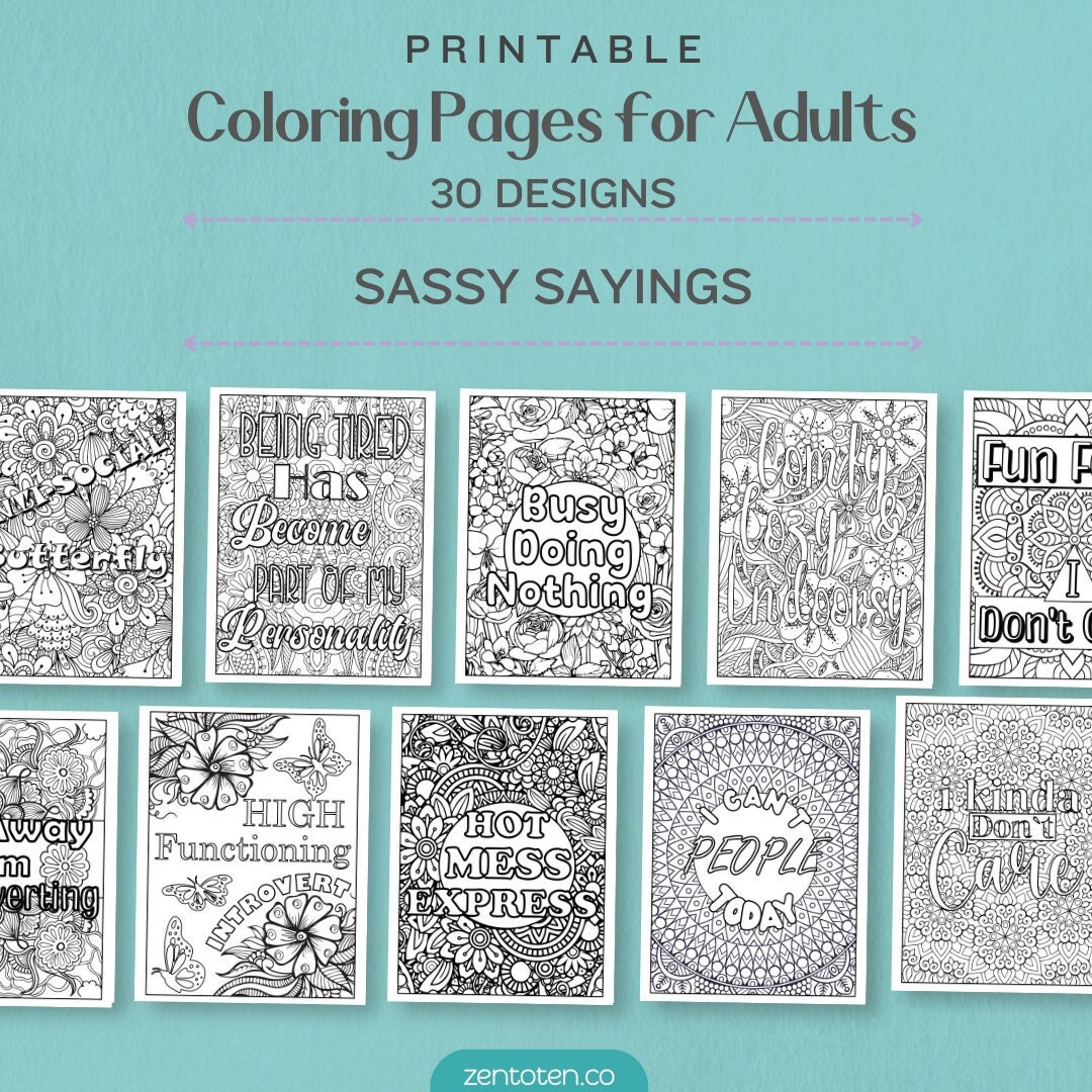 30 Sassy Coloring Pages for Adults Printable Instant - Etsy