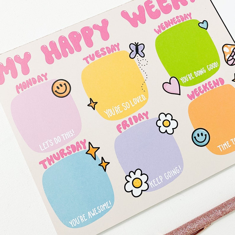 Happy Week Planner, Notepad Planner, Cute Small Business Planner ...