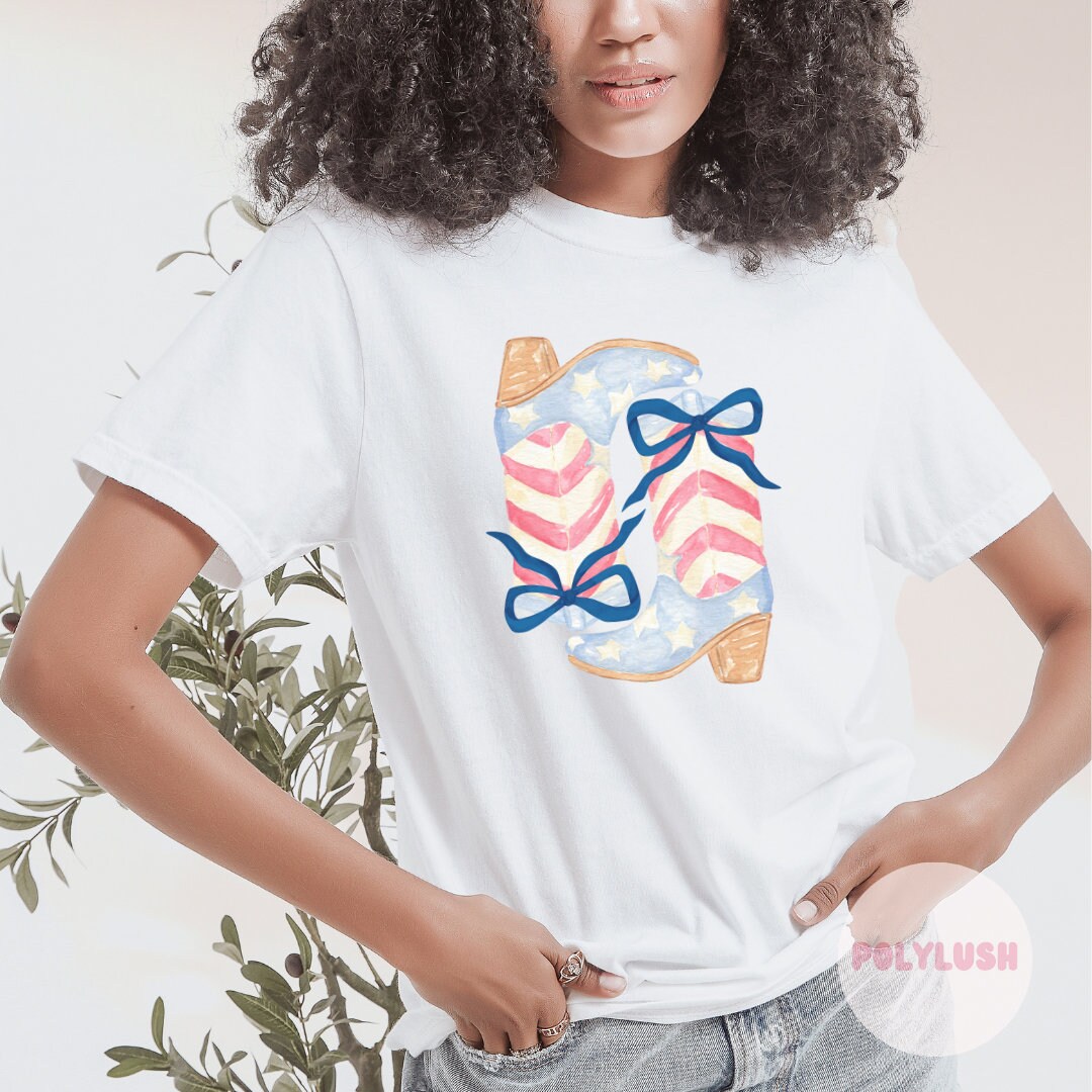 American Boot With Bow DTF Transfer, Ready to Press, Heat Transfer ...