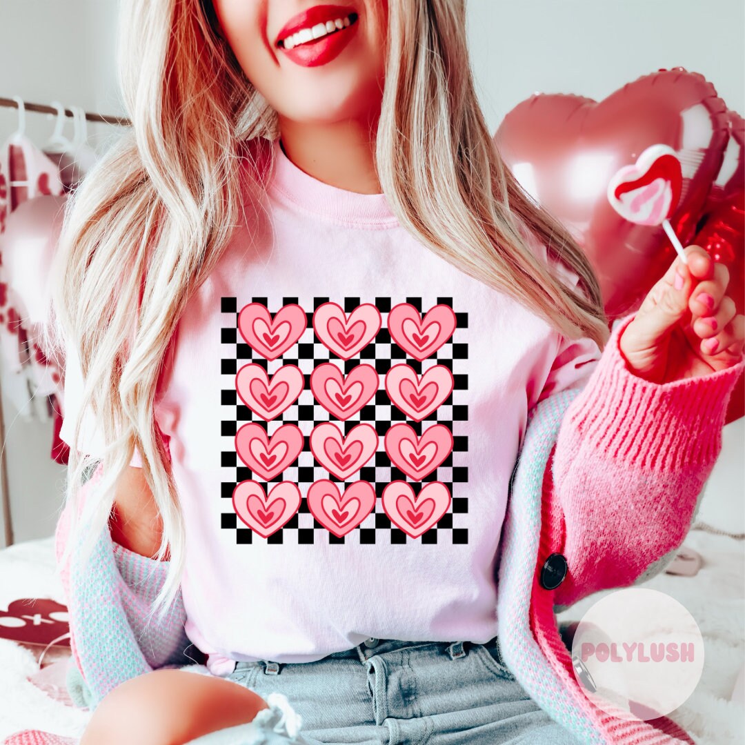 Checkered Hearts DTF Transfer, Ready to Press, Heat Transfer, Cute Dtf ...