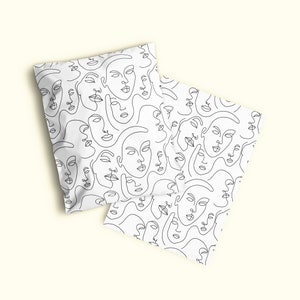 10 X 13” Poly Mailer Abstract Line Faces, Shipping Bag, Abstract Mailer ...
