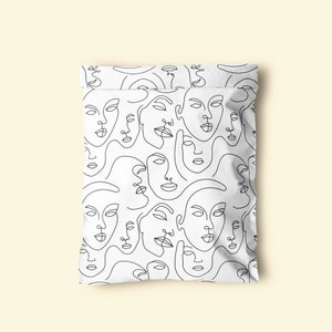 10 X 13” Poly Mailer Abstract Line Faces, Shipping Bag, Abstract Mailer ...