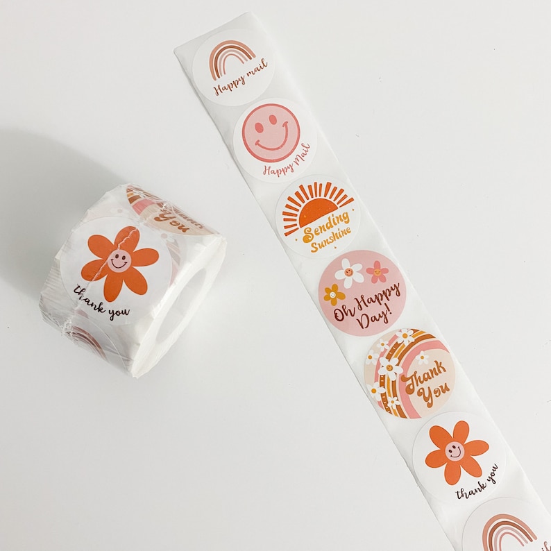 2" Fun Roll Thank You Stickers,small Business Stickers,round Thank You ...