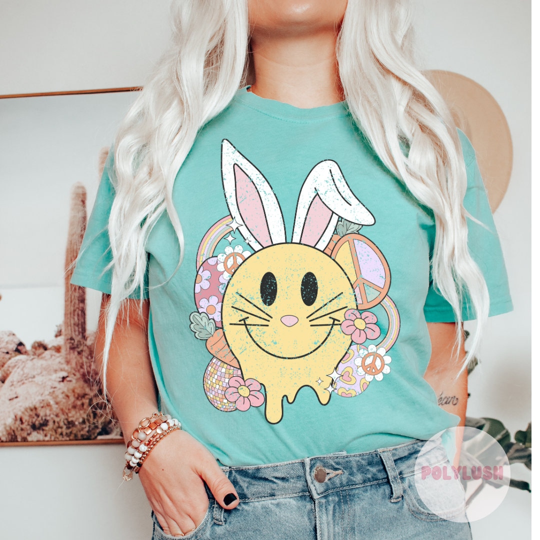 Smiley Face Bunny, Peace Sign Easter Egg DTF Transfer - Etsy