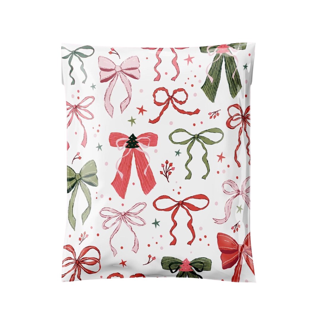 10 X 13” Merry Bows Poly Mailer,holiday Design,christmas Mailer ...