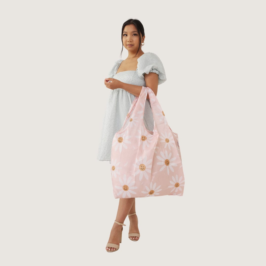 Large Oh Happy Day Reusable Bag Foldable Shopping Bag Daisy - Etsy