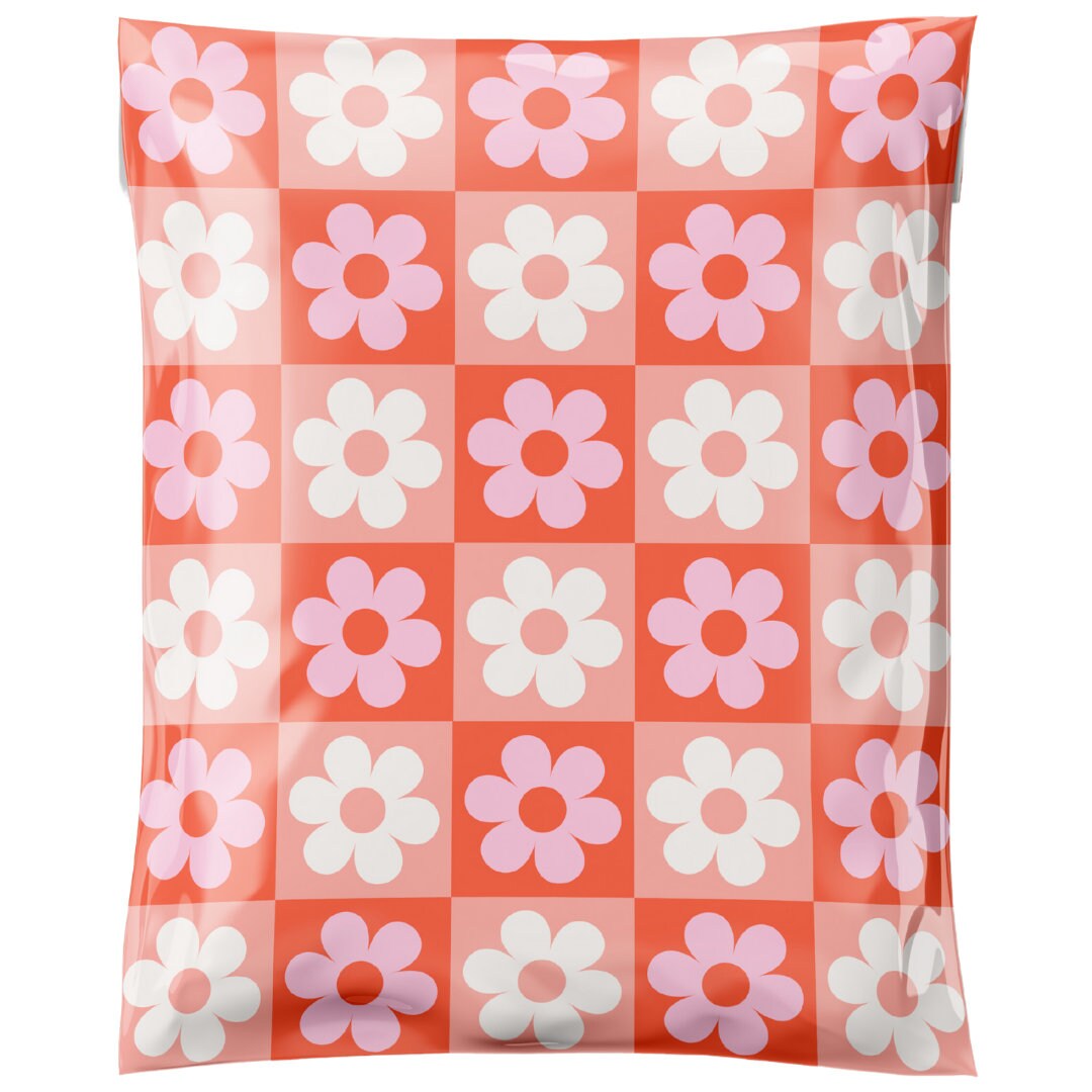 14.5 X 19" Checkered Floral Poly Mailers, Flower Design,spring Mailers ...