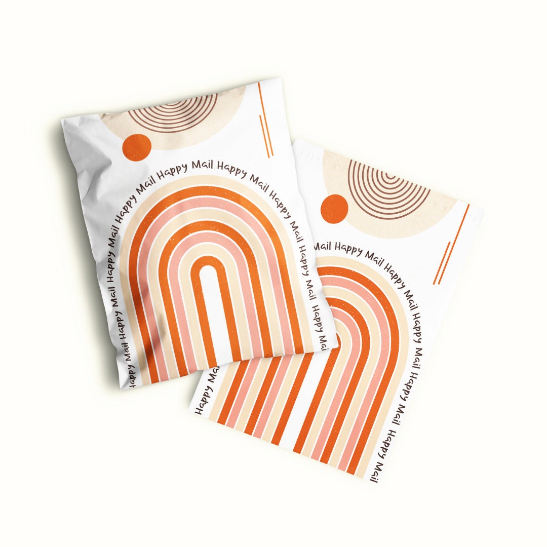 10 X 13 Happy Mail Poly Mailer Rainbow Design Boho Rainbow - Etsy