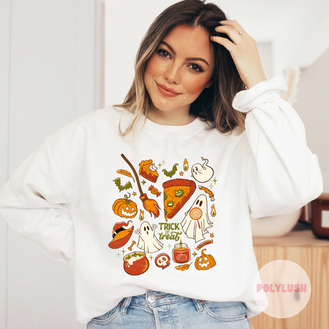 Trick or Treat, Pizza, Broom, Ghost DTF Transfer, Ready to Press, Heat ...