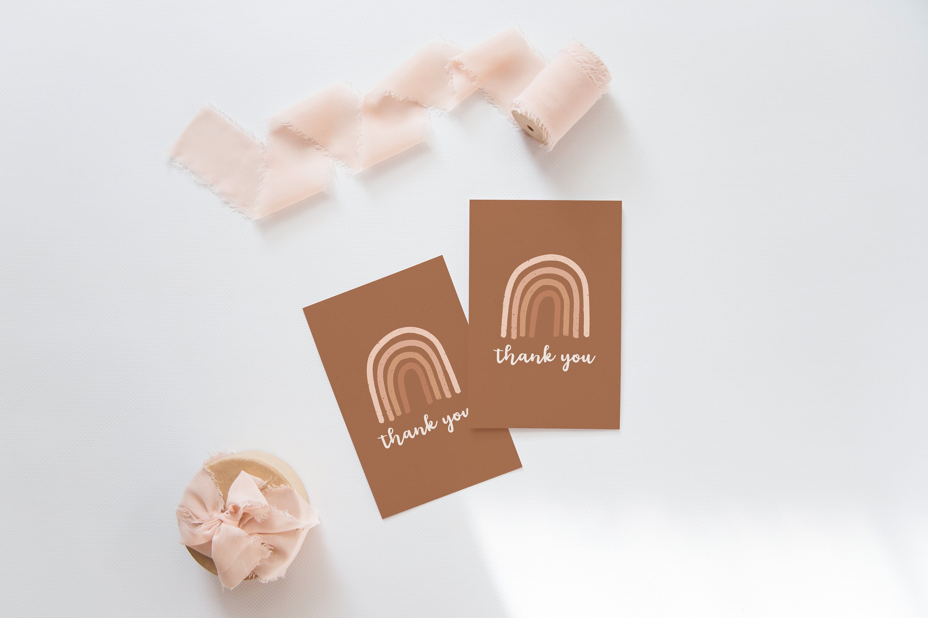 50 4x6thank You Cards Brown Rainbow Cute Rainbow Thank - Etsy