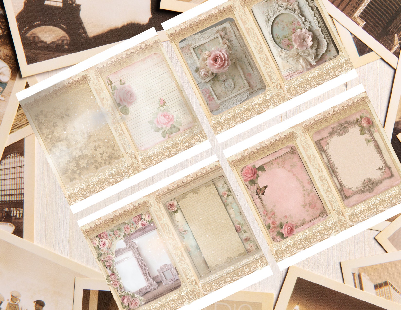 Shabby Chic Junk Journal Kit, Digital, Junk Journaling, Vintage Paper ...