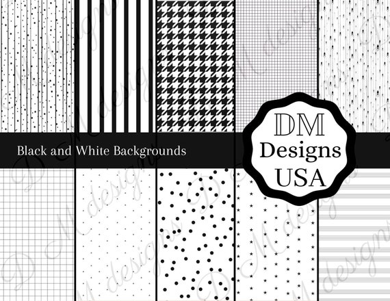 Black and White Digital Paper Black White Pattern Black - Etsy