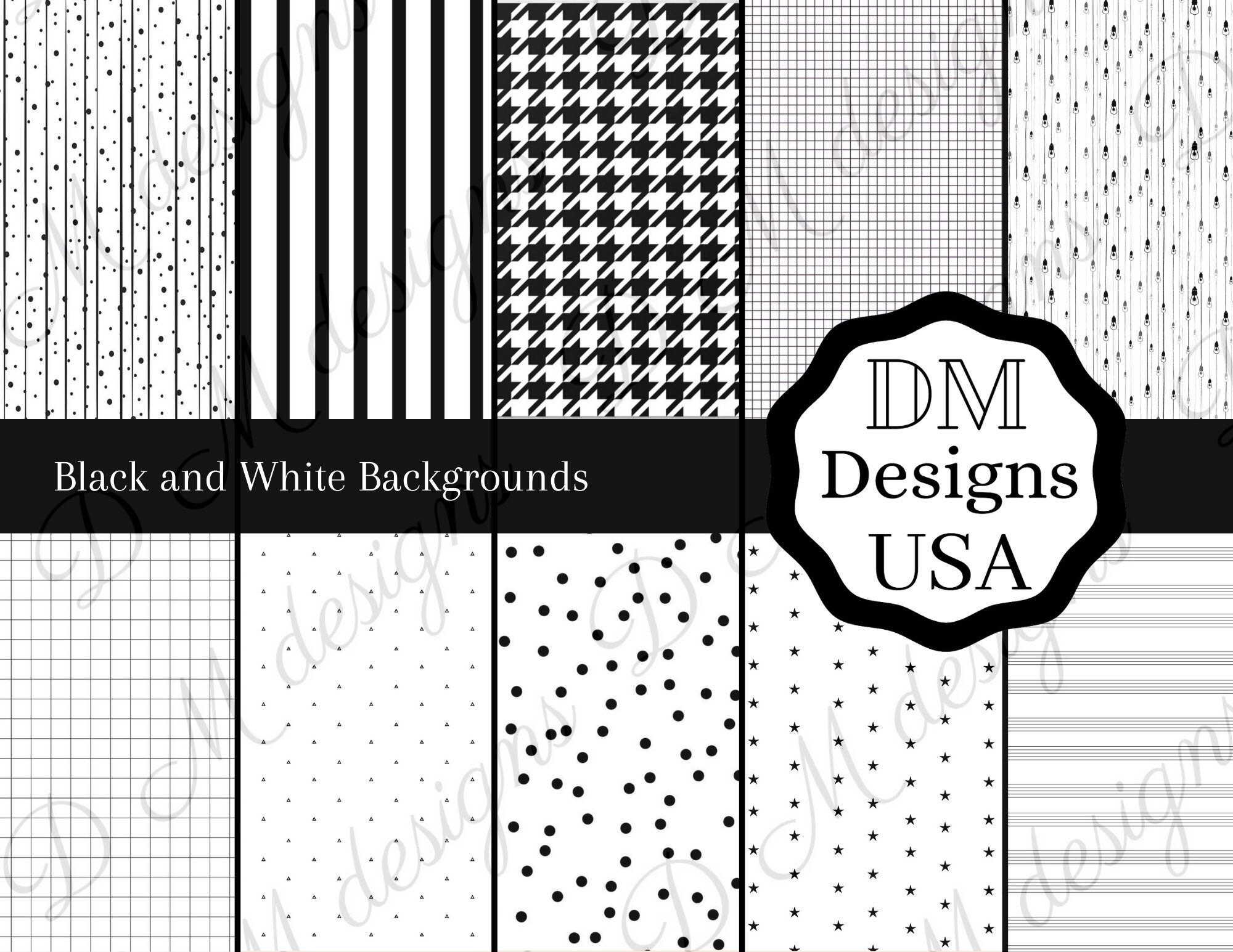 Black and White Digital Paper, Black White Pattern, Black White ...