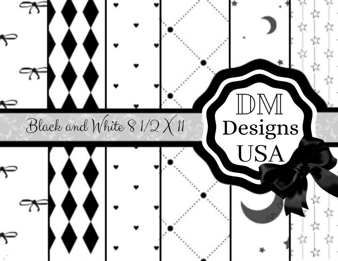Black and White Digital Paper, Black White Pattern, Black White ...