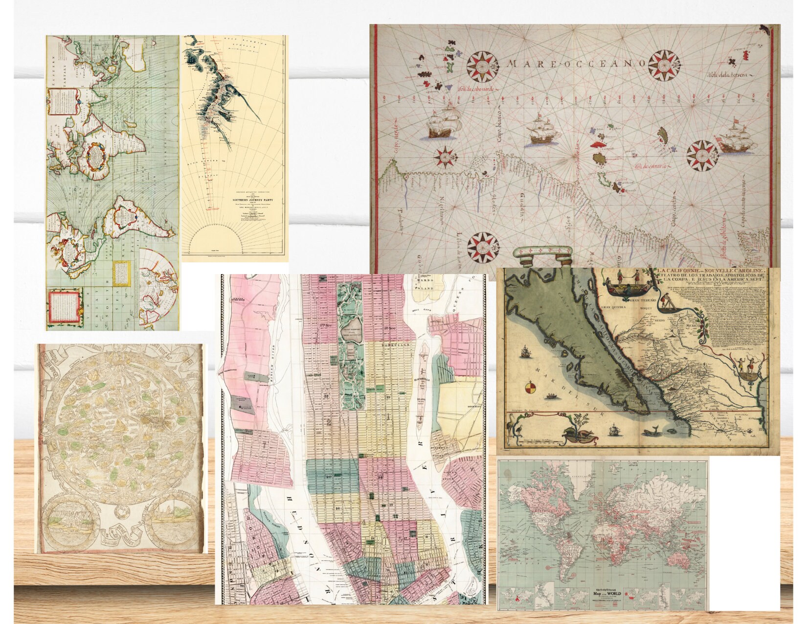 Junk Journal Printable Vintage Map Papers, Vintage Paper Journal Pages ...