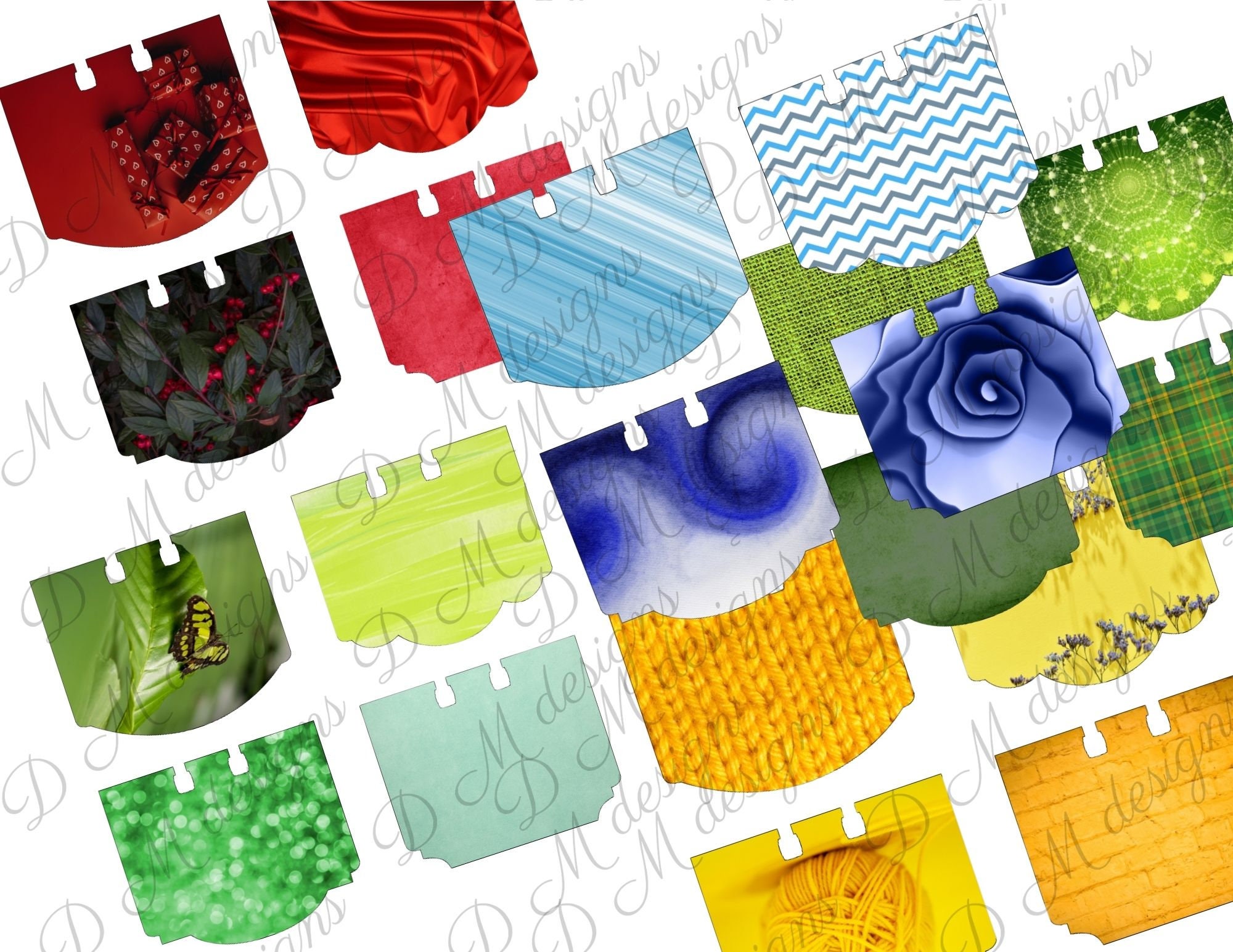 Floral Rolodex Images: Red, Green, Blue, Yellow (digital Download) - Etsy