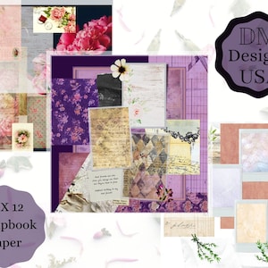 Junk Journal Printable, 12X12 Scrapbook Pages Card Making Tags Journal ...