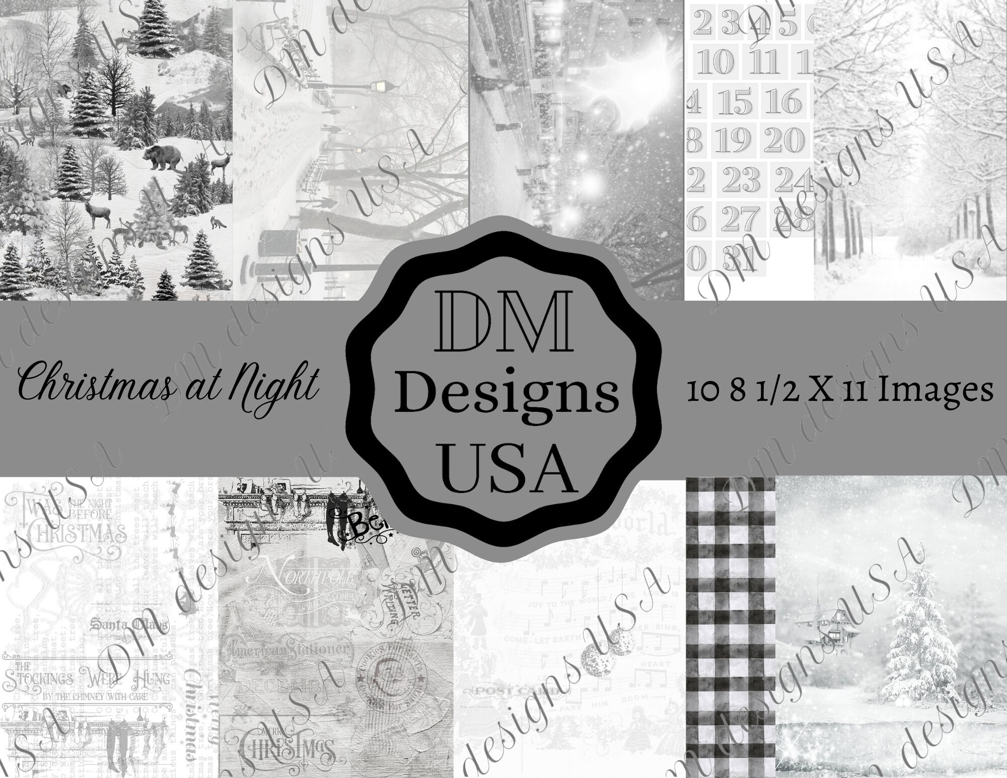 Black and White Christmas Digital Paper, Pattern, Black White ...