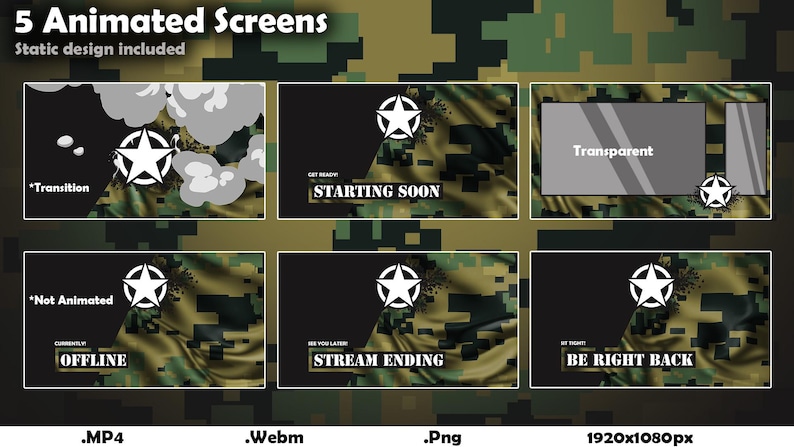 Army Camo STREAM PACK - Army Animated Package - Camouflage - Twitch ...
