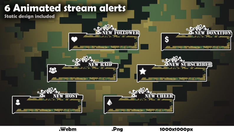 Army Camo STREAM PACK - Army Animated Package - Camouflage - Twitch ...
