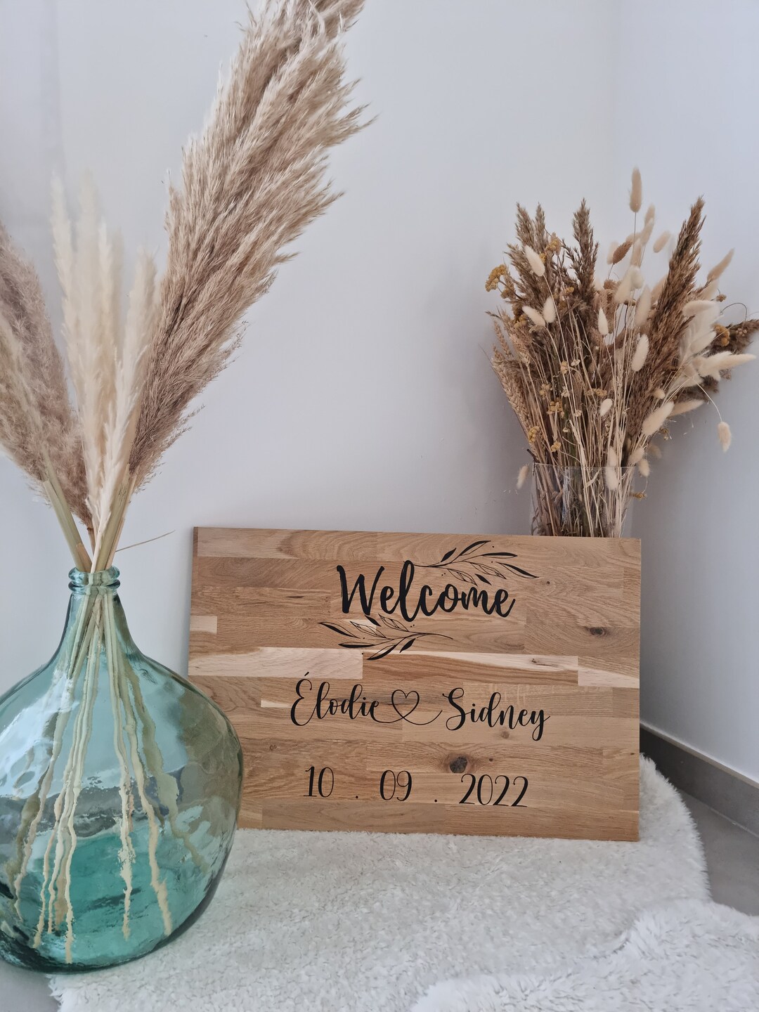 Rustic Oak Wood Welcome Sign: Personalized Wedding Decor and ...