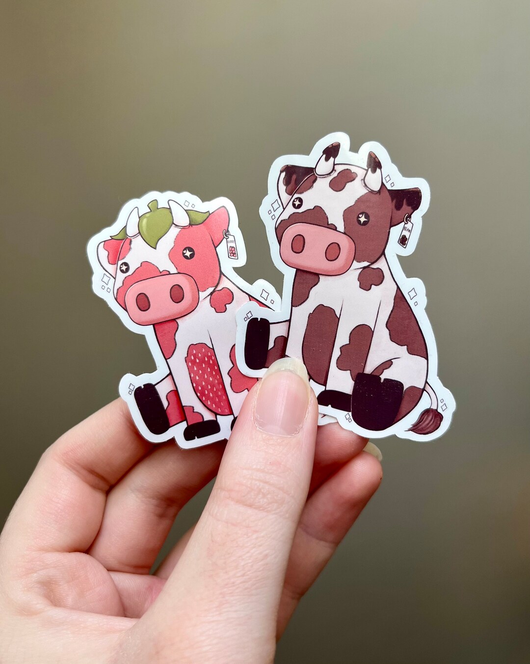 Kawaii Chocolate Cow Strawberry Cow Stickers Cute Vinyl Sticker - Etsy