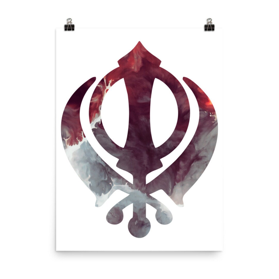 Khanda Sikh Watercolour Red Grey Thick Poster - Etsy