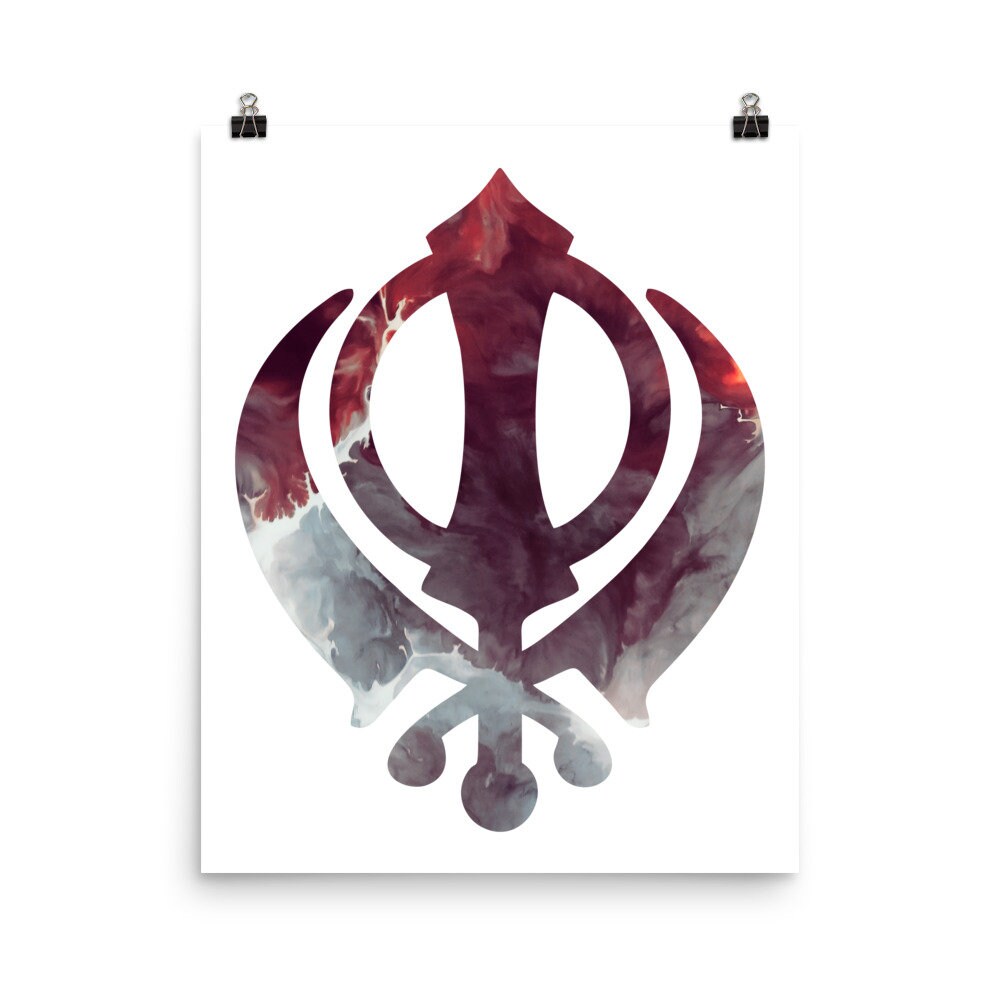 Khanda Sikh Watercolour Red Grey Thick Poster - Etsy