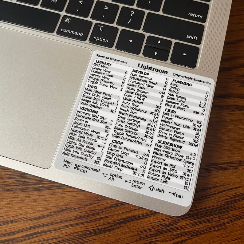 SYNERLOGIC Adobe Lightroom Quick Reference Keyboard Guide - Etsy