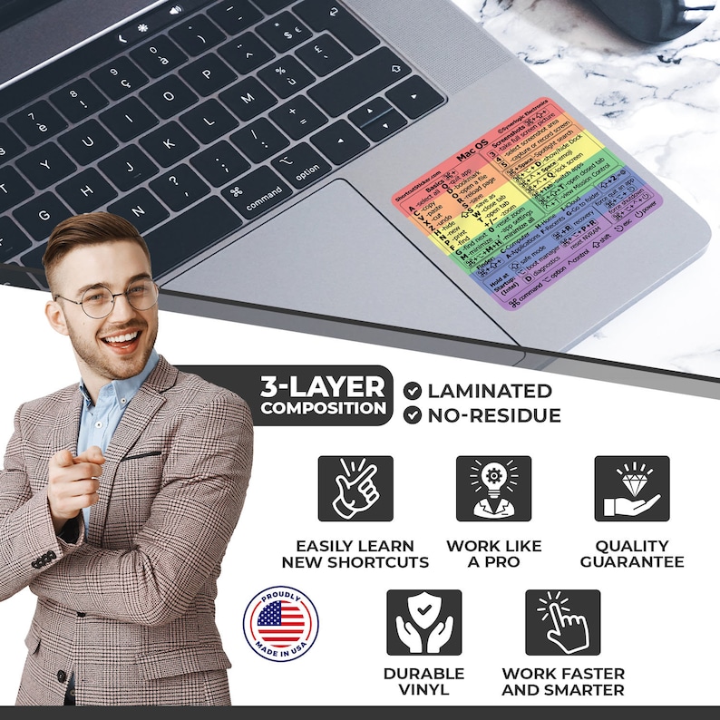 Apple MacBook Pro/air/imac SHORTCUTS- Durable Vinyl Sticker Mac OS ...