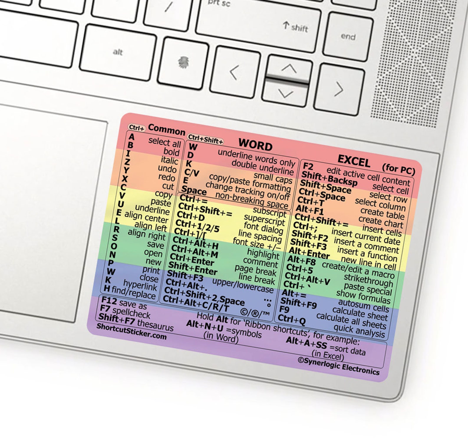 Word/excel (for Windows PC) Keyboard Shortcut Sticker - No-residue ...