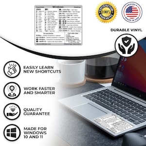 Windows Pc/laptop Reference Guide Keyboard Shortcut STICKER - Laminated ...