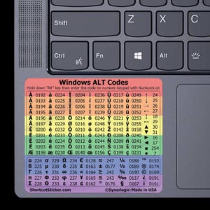 Windows Alt Codes - Pc/laptop Special Characters Shortcut STICKER ...