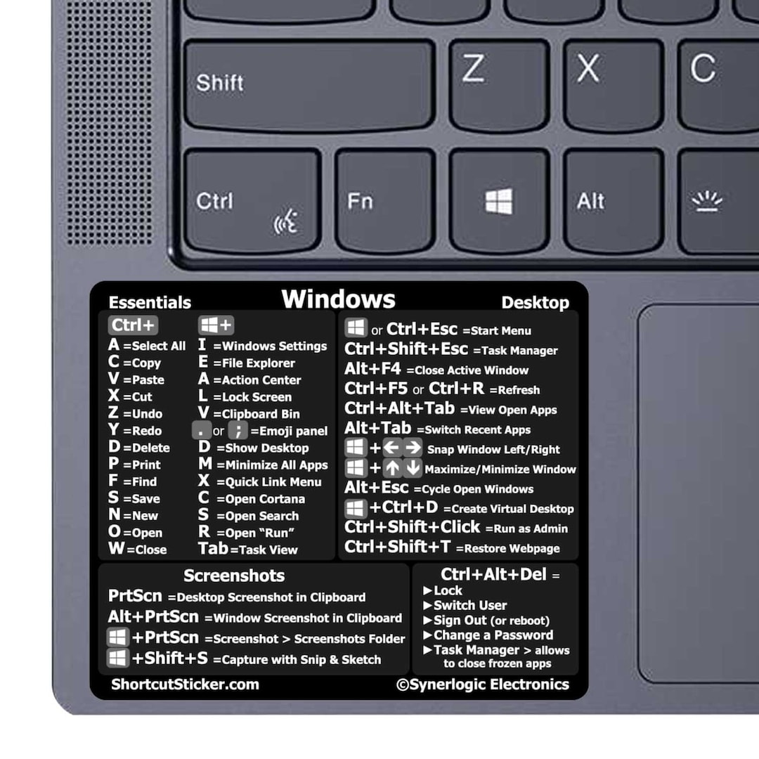 Windows PC Reference Guide Keyboard Shortcut No-residue Laminated Vinyl ...