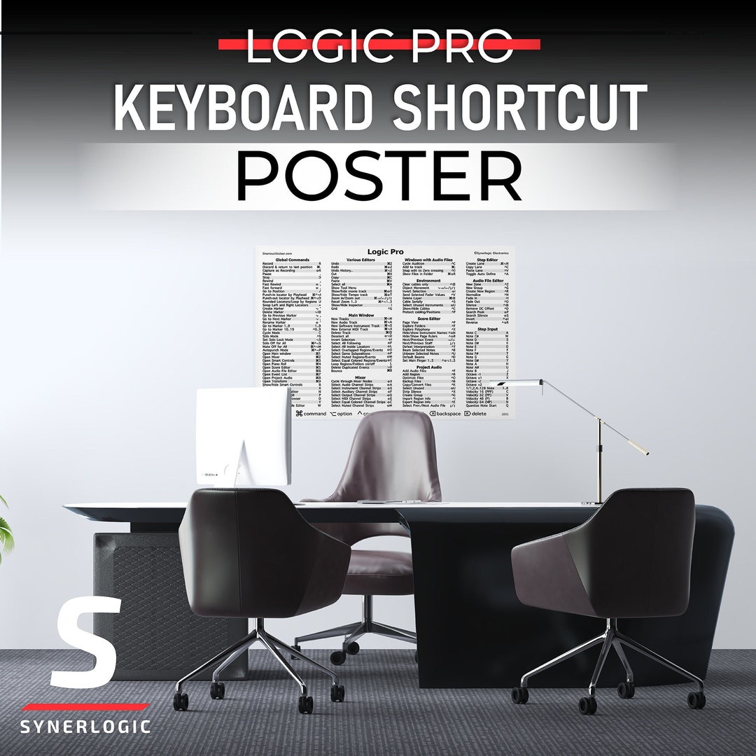 Apple Logic Pro X Poster 24"x36" Comprehensive List of Logic Keyboard ...