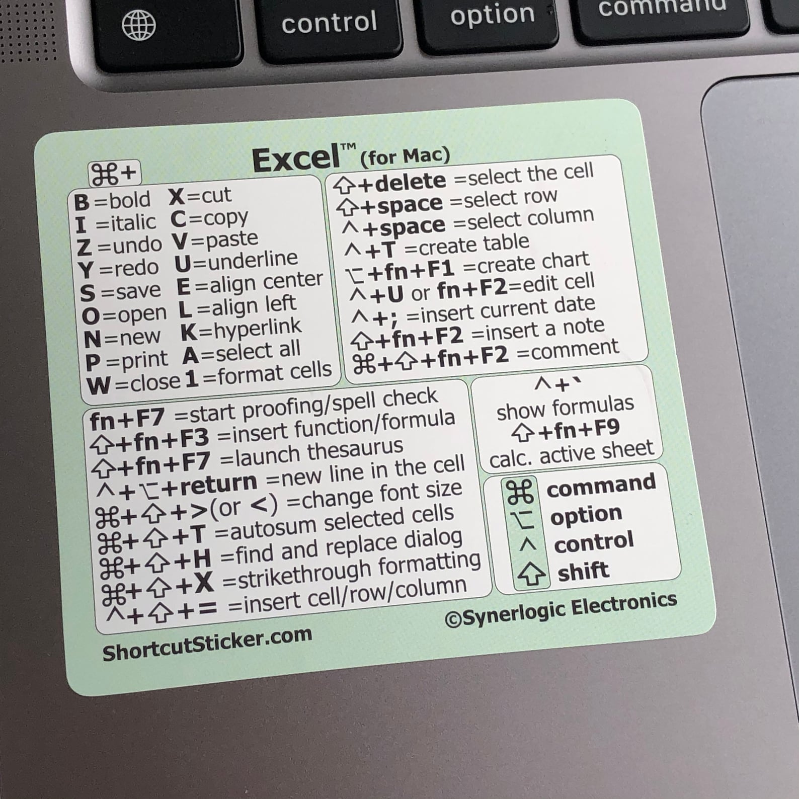 Excel for Mac Cheat Sheet Reference Guide Shortcut Sticker - Etsy